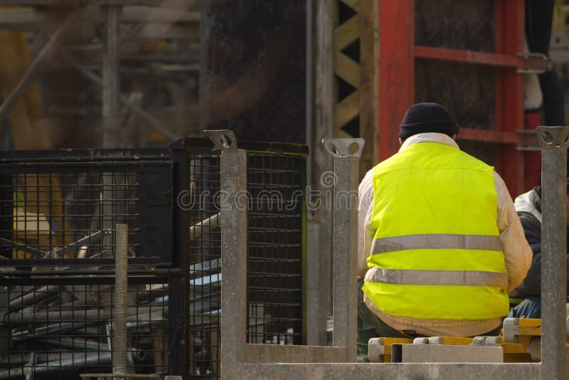 Construction Worker is Resting at the Reconstruction Area Editorial ...