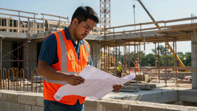 Construction Worker Reviewing Plans Stock Video - Video of industry ...
