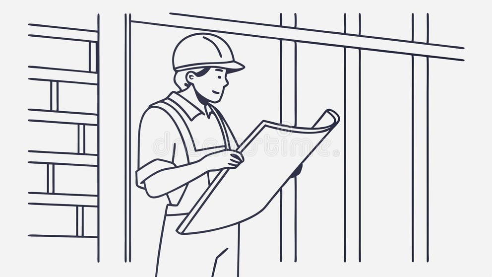 Engineer Reviewing Construction Plans Stock Illustrations – 500 ...