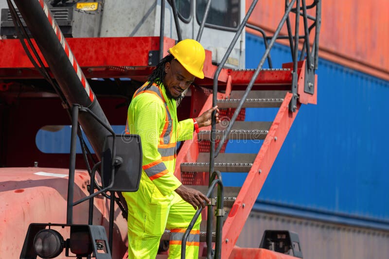 Construction Worker in Safety Gear at Industrial Site, Dock Worker at ...