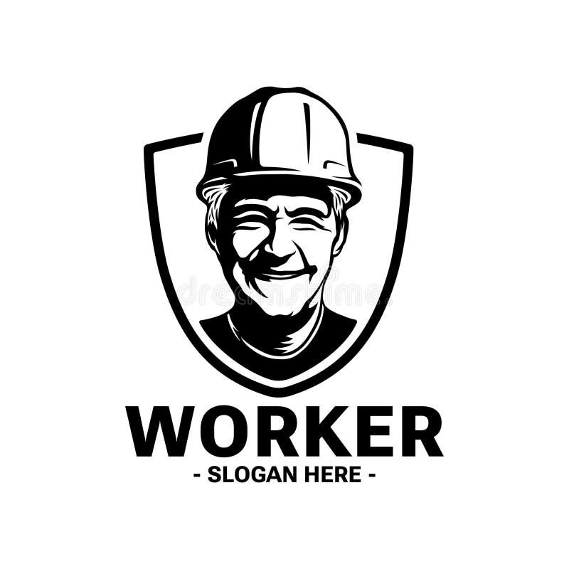 Construction Worker with Safety Hard Hat. Worker Logo. Vector and ...