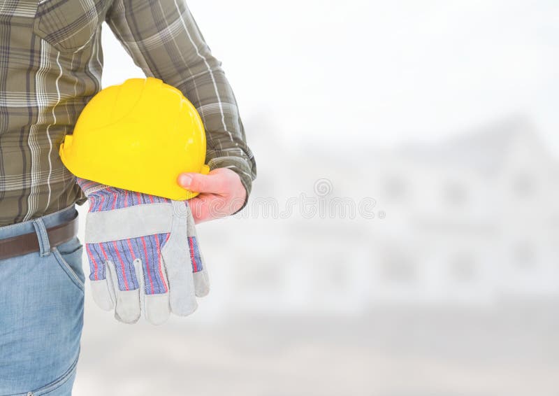 Construction Worker with Safety Helmet in Front of Construction Site ...