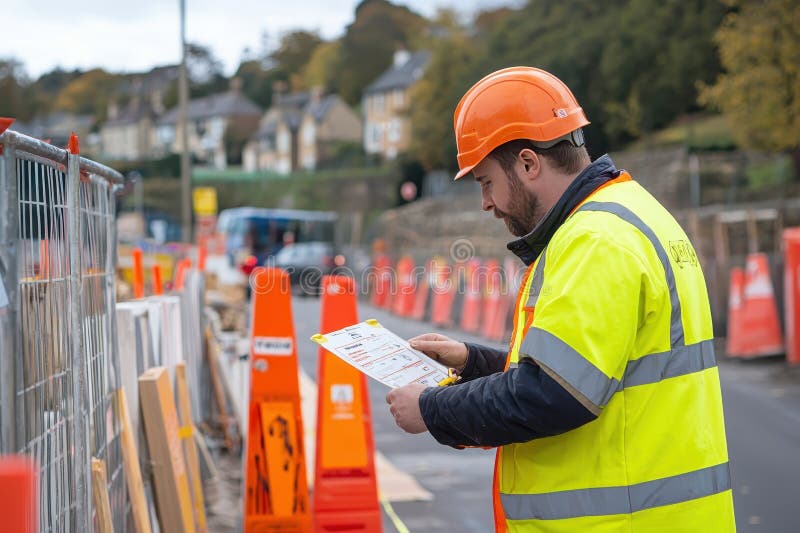 Construction Worker with Safety Helmet and High-Visibility Jacket ...