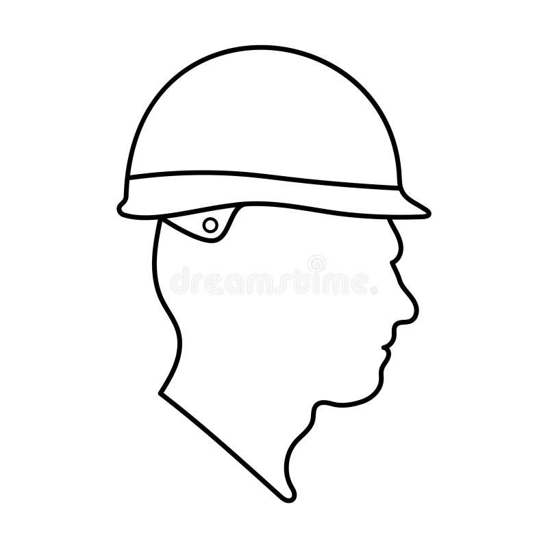 Construction Worker Safety Helmet Outline Vector Illustration Stock ...