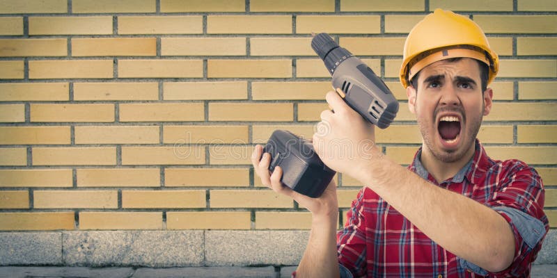 Worker screaming tools stock image. Image of engineer - 94706183