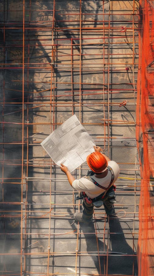 Construction Worker Holding Piece of Paper. Generative AI. Stock Photo ...