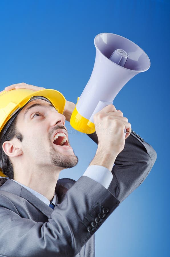 Worker Shouting Via Loudspeaker Stock Photos - Free & Royalty-Free ...