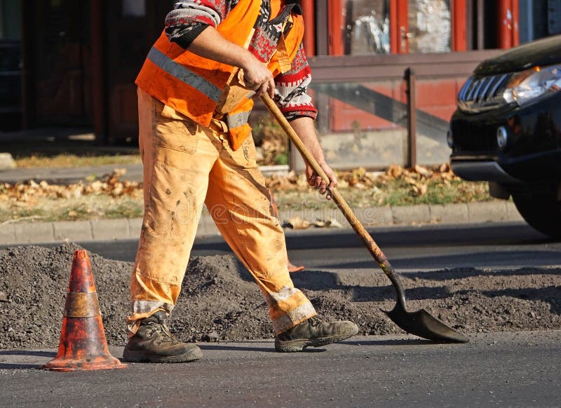 Construction Worker with a Shovel Stock Image - Image of person ...