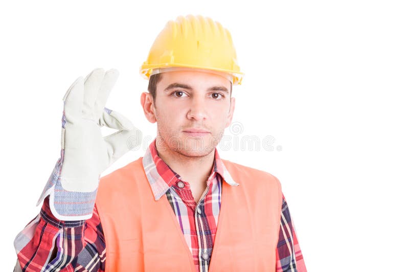 Construction Worker Showing Ok Gesture Stock Image - Image of handsome ...