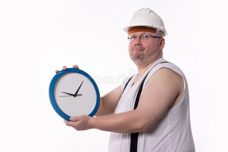 A Construction Worker Shown with a Clock, Encapsulating the Essence of ...