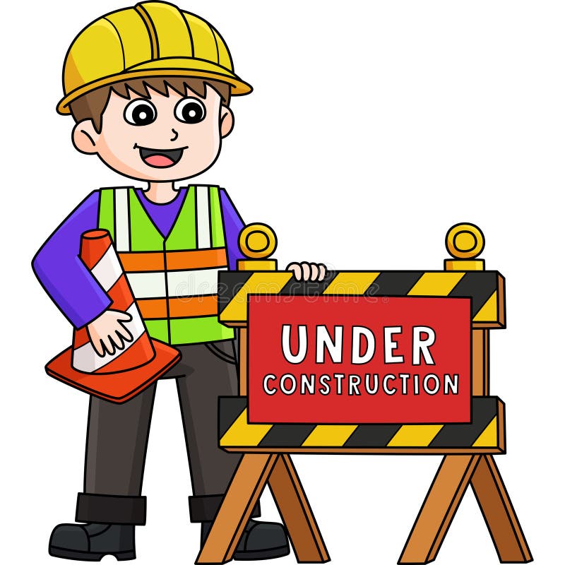 Construction Worker Construction Sign Clipart Stock Vector ...