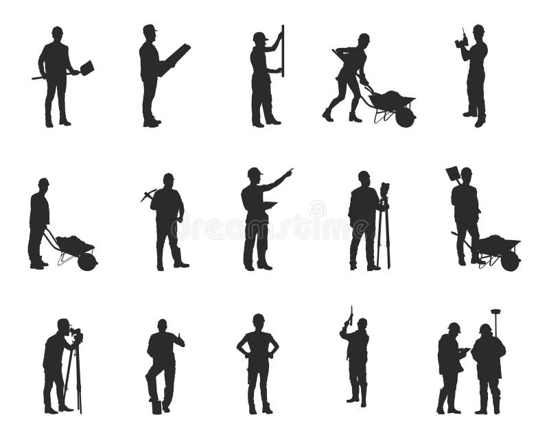 Construction Worker Silhouettes, Worker Silhouette, Labor Silhouette ...