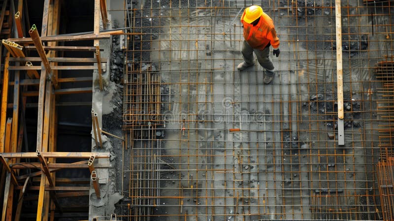 Construction Worker on Site at a Building Project Stock Illustration - Illustration of safety ...