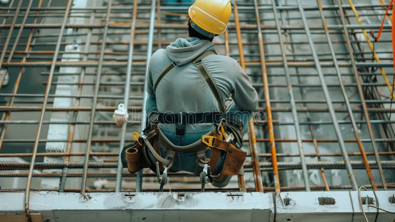 Construction Worker on Site at a Building Project Stock Illustration - Illustration of hard ...
