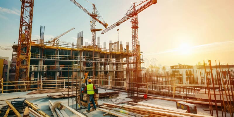 A Construction Worker on-site at a New Building Development Stock ...