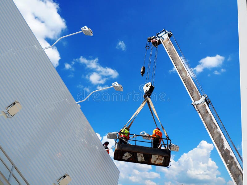 Construction Worker at Construction Site Using Lifting Editorial Stock ...