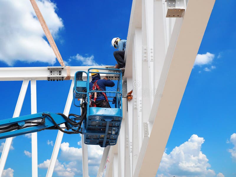 Man Working on the Working at Height on Construction Stock Image ...