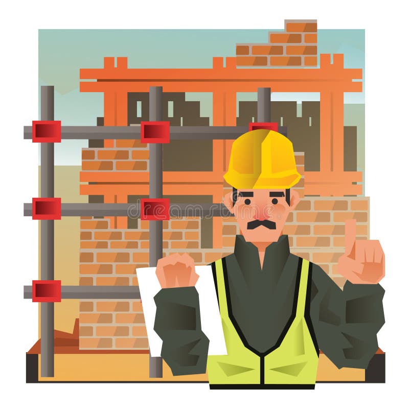 Construction Worker at Site. Vector Illustration Decorative Design ...