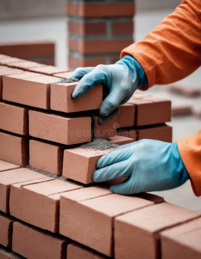 Precision Bricklaying at Work Stock Photo - Image of structure, bricks ...