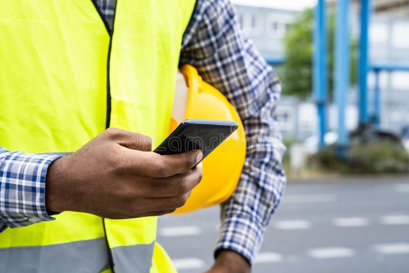 Construction Worker Smartphone Call Stock Image - Image of project ...