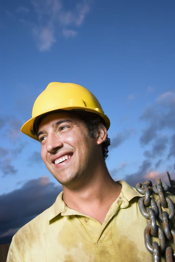 Smiling Construction Worker with a Shovel Stock Image - Image of short ...