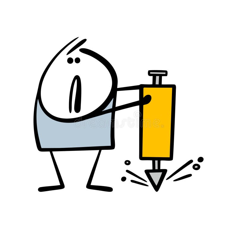 Construction Worker Splits the Coating with Tool. Vector Illustration ...