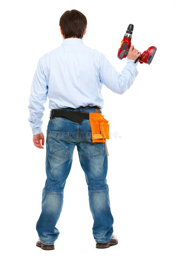 Construction Worker Standing Back To Camera Stock Image - Image of ...