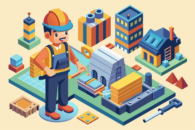 A Construction Worker Stands Amidst Customizable Structures and ...