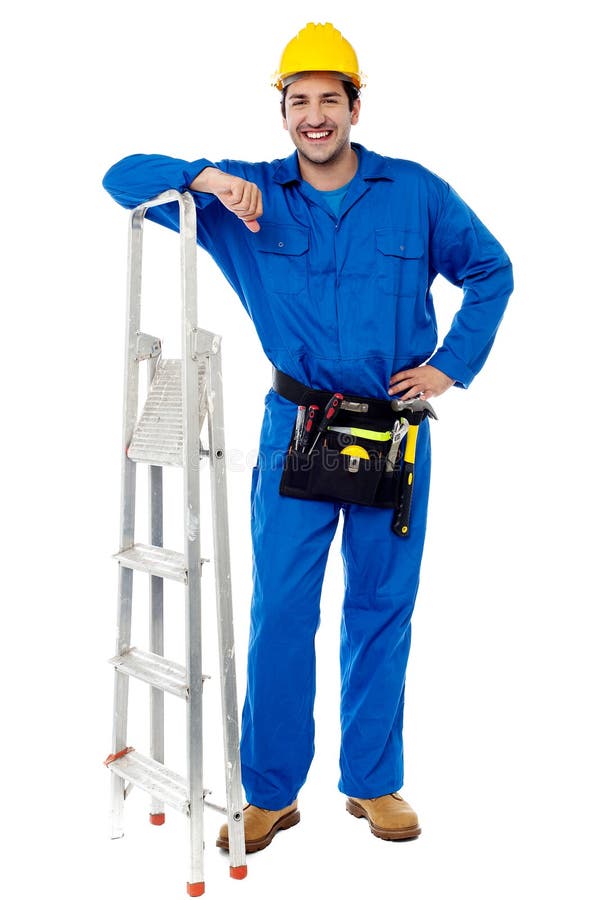 Manual Worker Man Falling from Ladder Silhouette Stock Photo - Image of ...