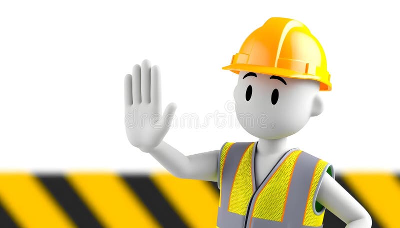 Construction Worker Stop Sign 3d Render Stock Illustration ...