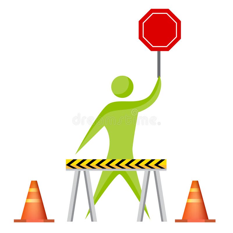 Construction Worker Sign Stop Graphic Stock Vector - Illustration of ...