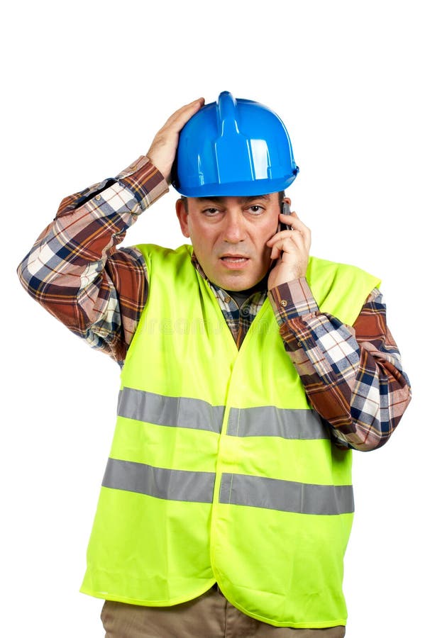 Construction Worker with Surprised Expression Stock Image - Image of ...