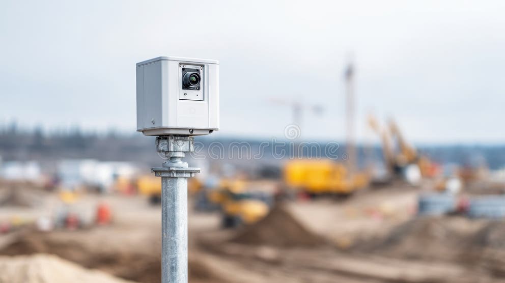 Construction Worker Surveying Site Using Pole Mounted Camera ...