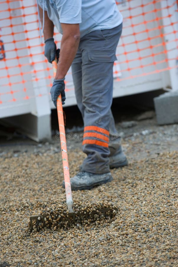 Construction Worker Sweeping on the Building Construction Site Stock ...