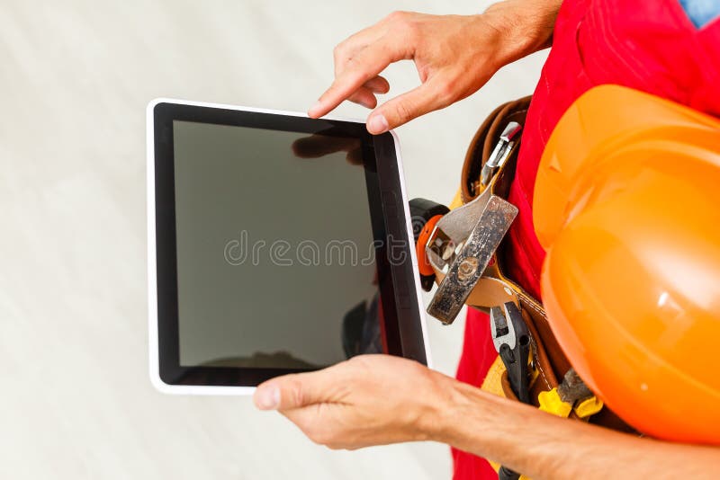 Construction Worker with a Tablet. Planning Developer Concept Stock ...