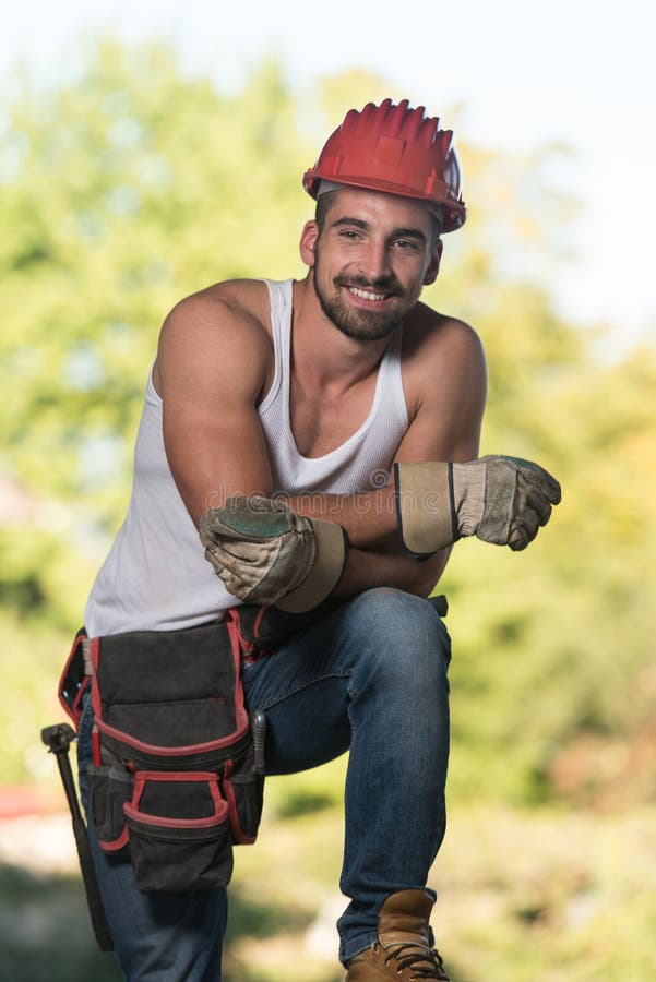 Construction Worker Taking a Break on the Job Stock Photo - Image of ...