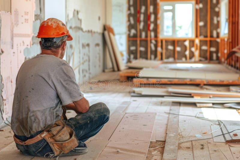 Construction Worker Taking a Break on a Construction Site Stock ...