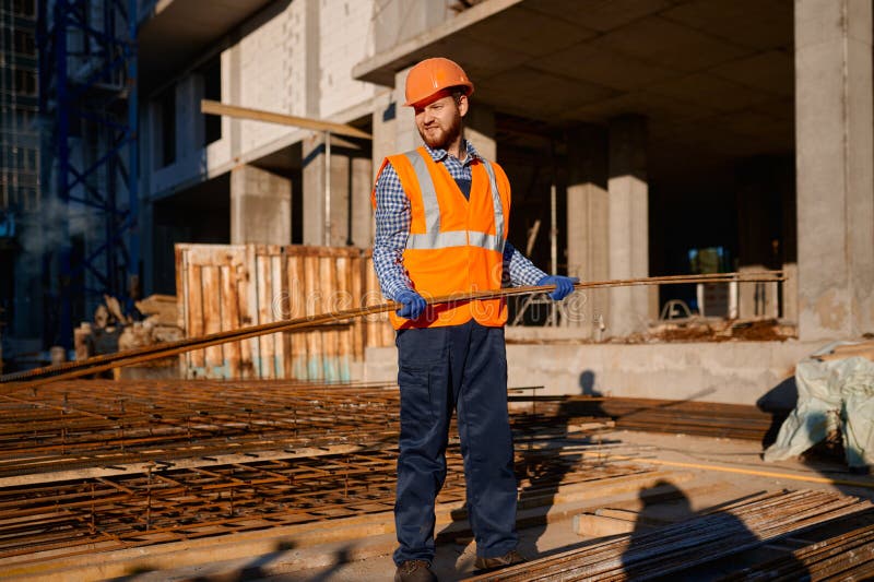 Construction Worker Taking Metal Grid Reinforcing Armature Stock Image ...