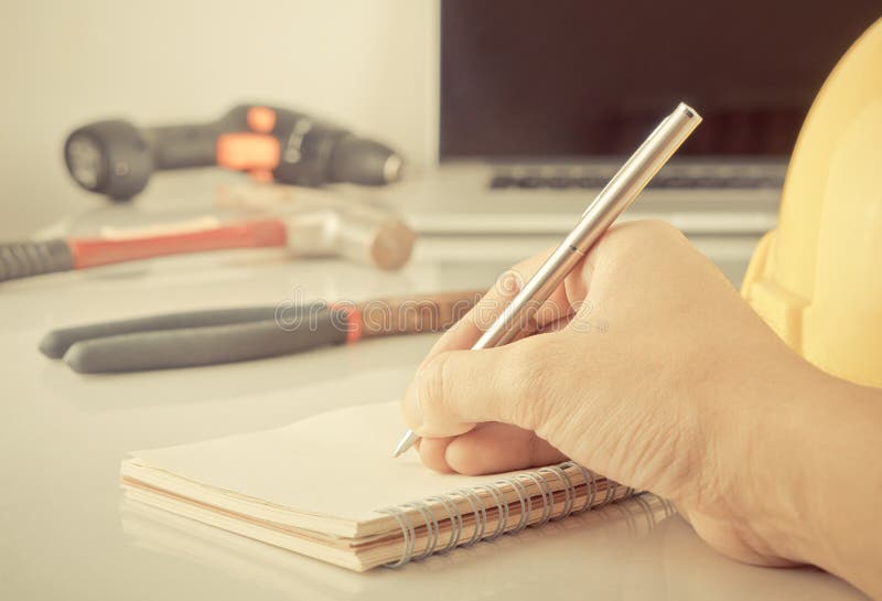 Construction Worker is Taking Note Stock Image - Image of people ...