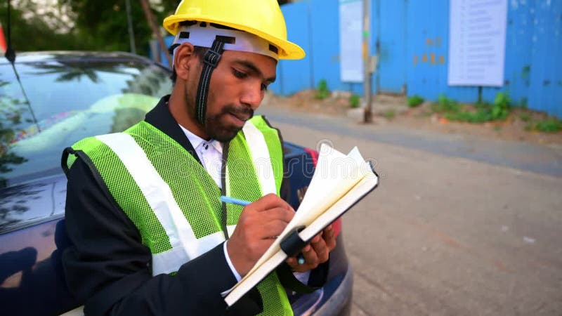 Construction Worker Taking Notes on Site Stock Video - Video of next ...