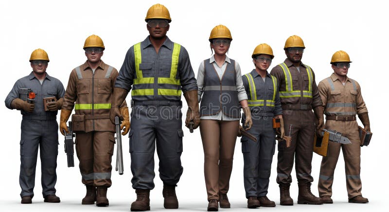 Construction Worker Team stock illustration. Illustration of male ...
