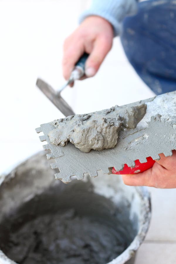 Construction Worker is Tiling at Home Stock Image - Image of tile ...