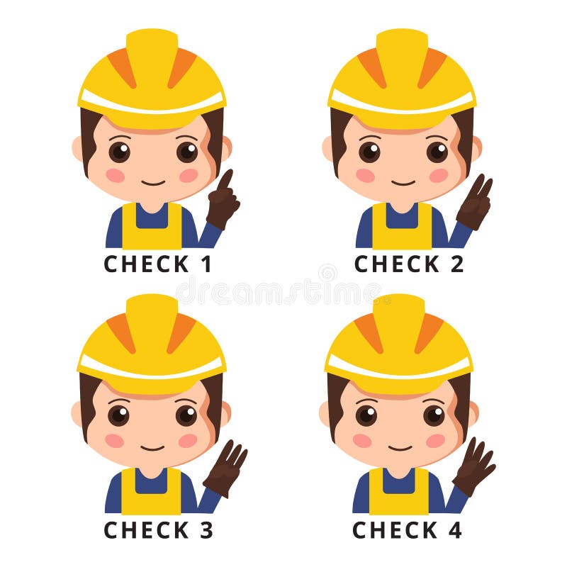 Construction Worker To Check Set.work Safety. Vector Illustration Stock ...