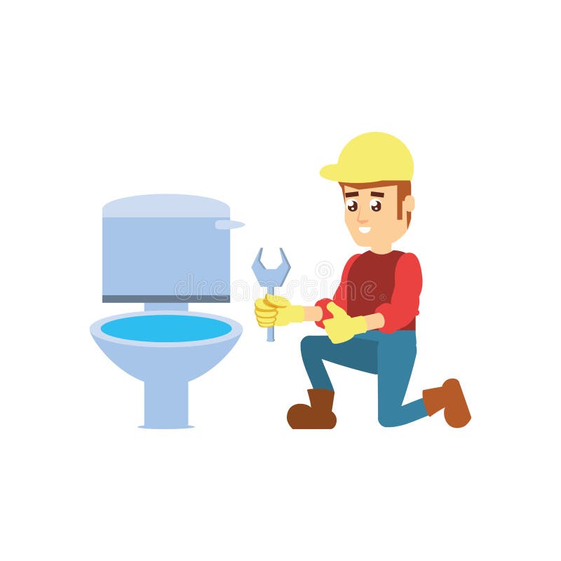 Construction Worker with Toilet Sanitary Stock Vector - Illustration of ...