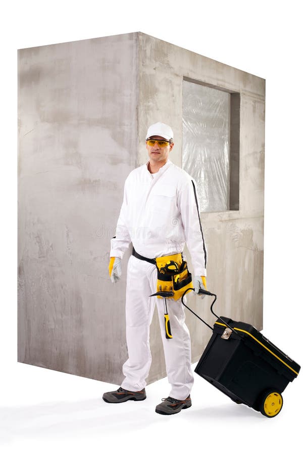 Worker with a box of tools stock image. Image of craftsman - 33942119