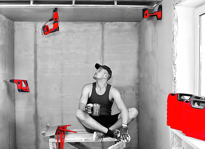 Construction Worker with Tools Stock Photo - Image of buildings ...