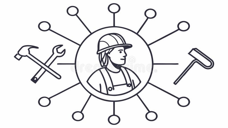 Construction Worker with Tools Icon, Building and Industry, Vector ...