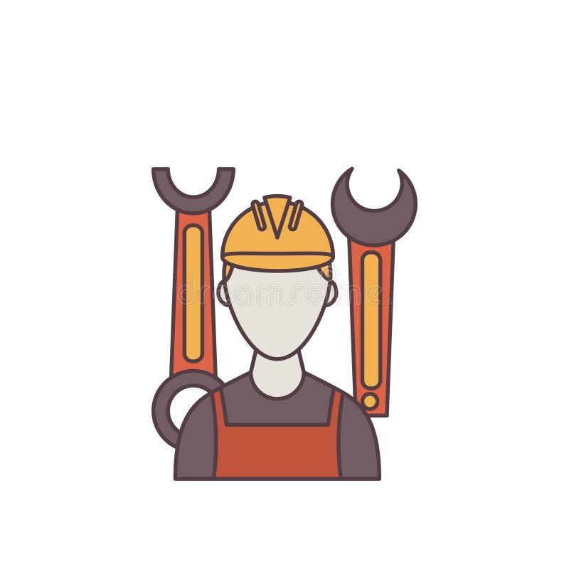 Construction Worker and Tools. Vector Illustration Decorative Design ...