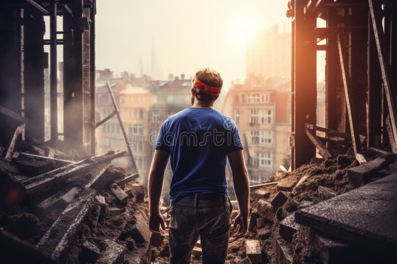 Construction Worker in Unfinished Indoor Space Under Daylight, Building ...