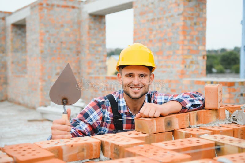 Construction Worker in Uniform and Safety Equipment Have Job on ...